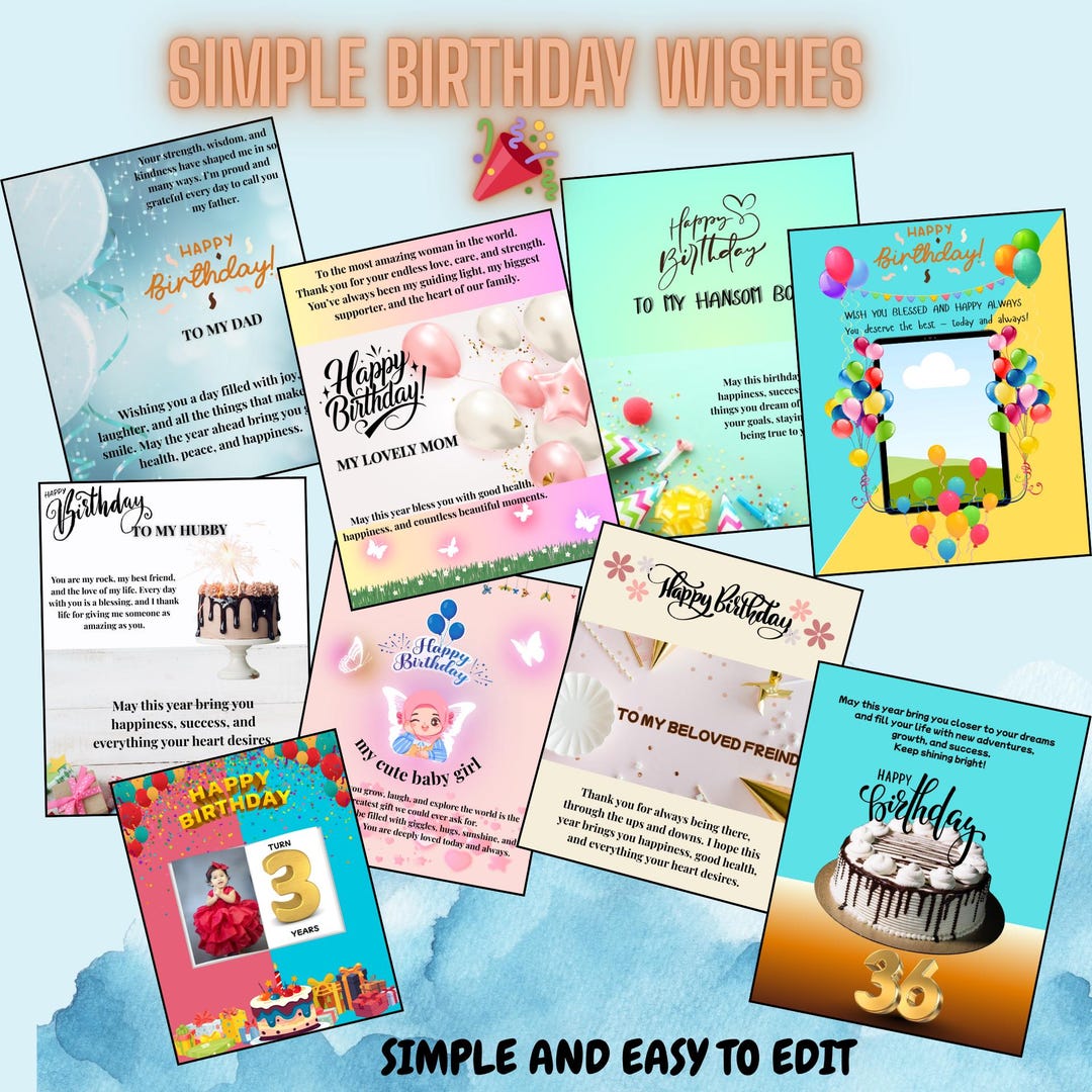 9 EDITABLE BIRTHDAY WISHES - Etsy
