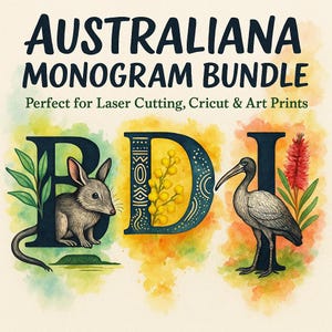 Australiana Alphabet Monogram SVG Bundle A to Z Letters With Native ...
