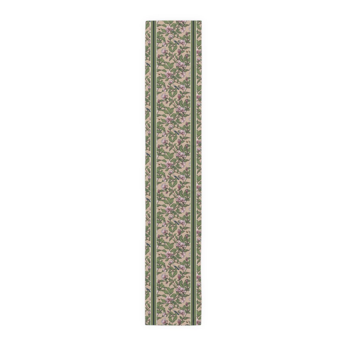 Magnolia Floral Table Runner, Vintage Southern Home Linen, Pink Beige ...