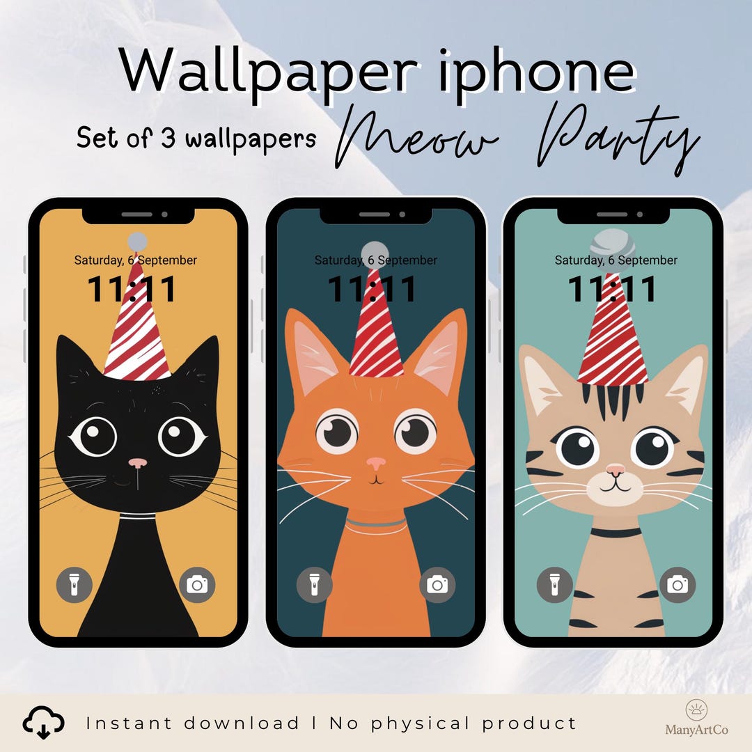 Kawaii Cat iPhone Wallpapers – Party Cats Lock Screens, Cute Animal ...