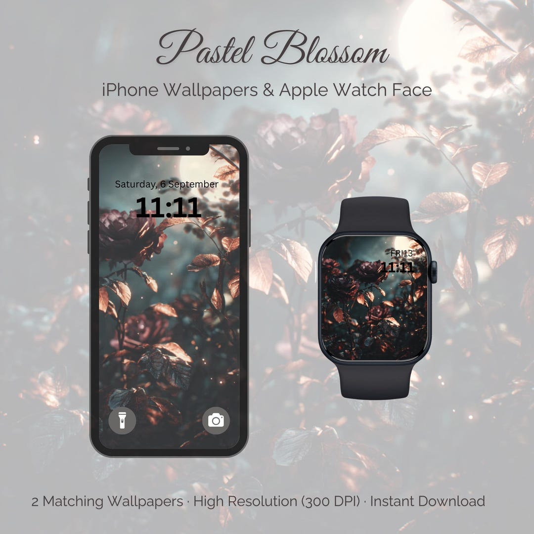 Dark Rose Moonlight iPhone Wallpaper | Gothic Floral Lock Screen ...