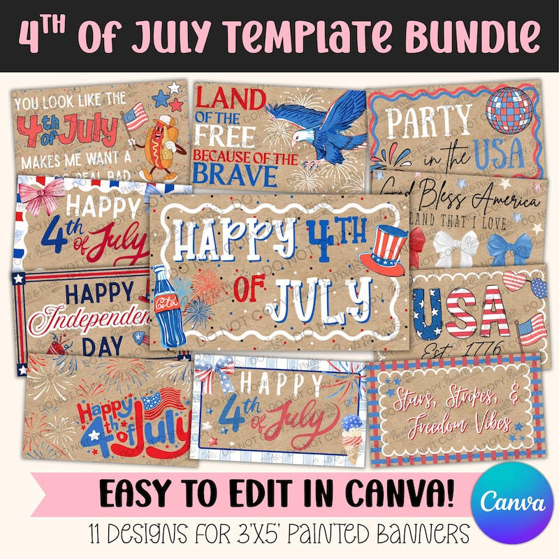July 4th Hand Painted Banners - Etsy