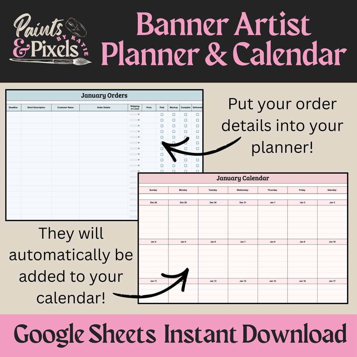 Banner Artist Order Tracker + Auto-updating Calendar 2026 | Google ...