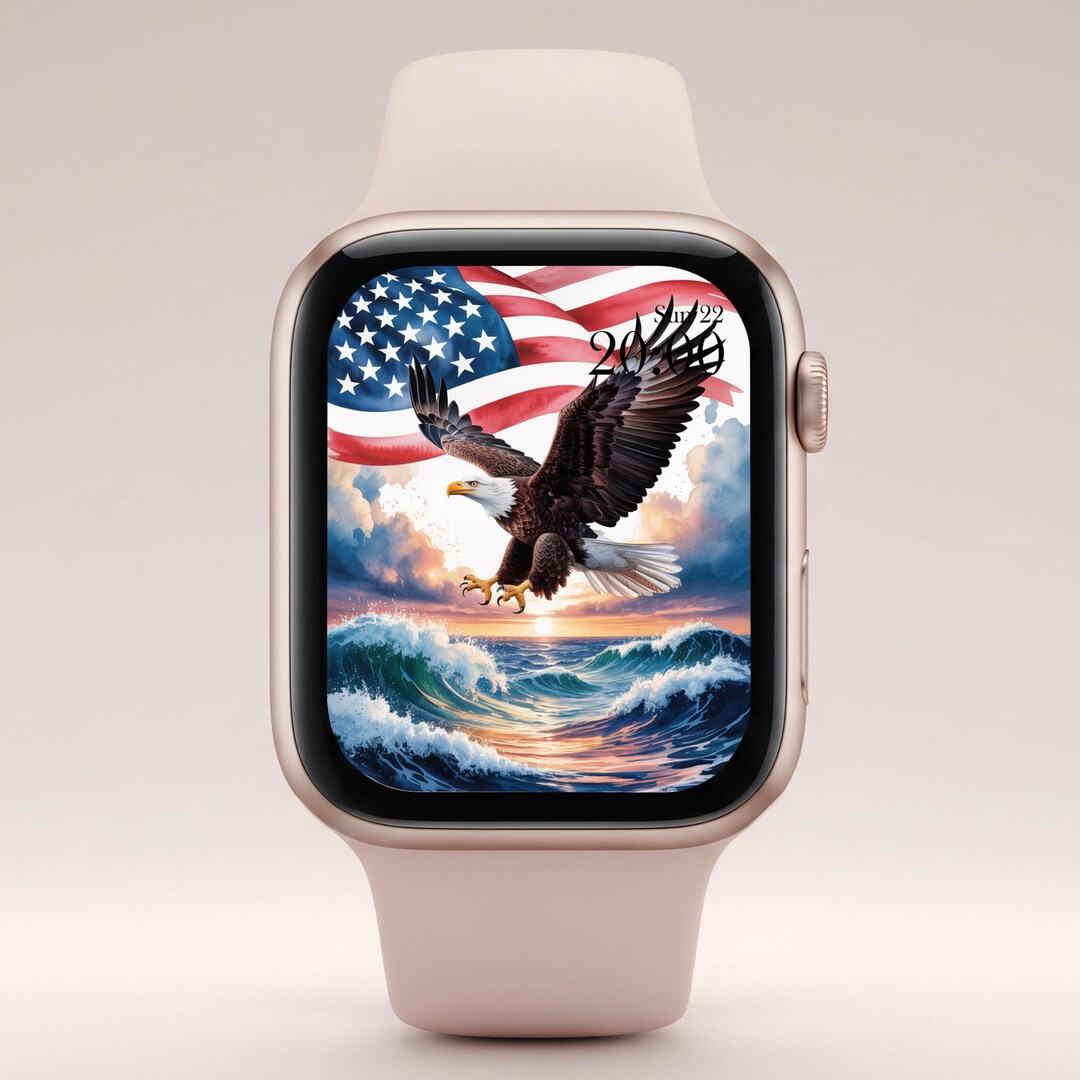 Independence Day Apple Watch Wallpaper | American Flag Bald Eagle Ocean ...