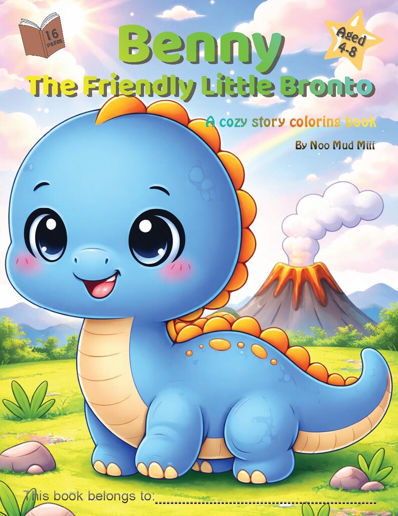 Dinosaur Story Activity Book, Benny the Friendly Little Bronto, Kids ...