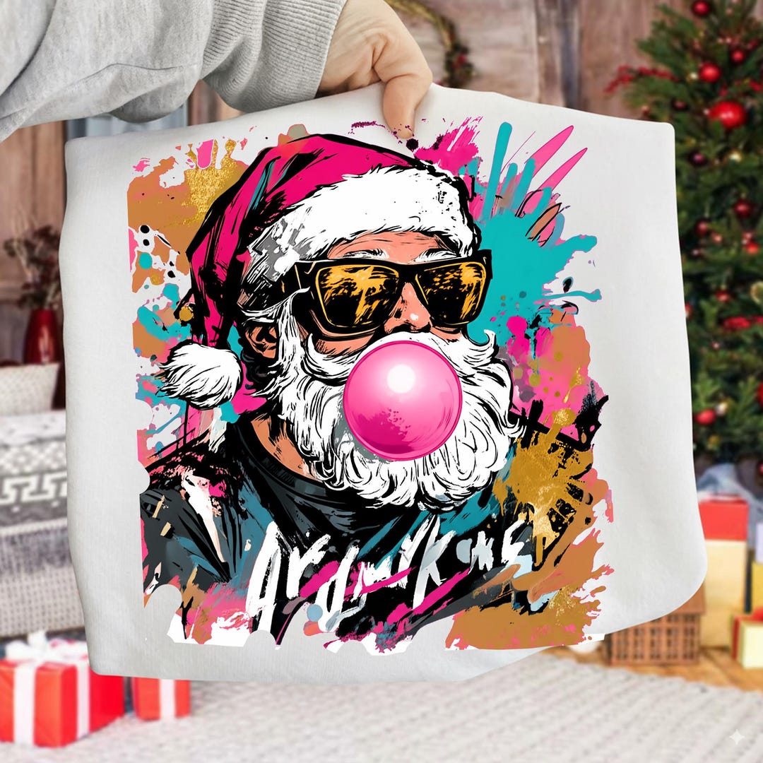 Bubblegum Santa PNG, Cool Santa PNG, Vintage Christmas Shirt PNG ...