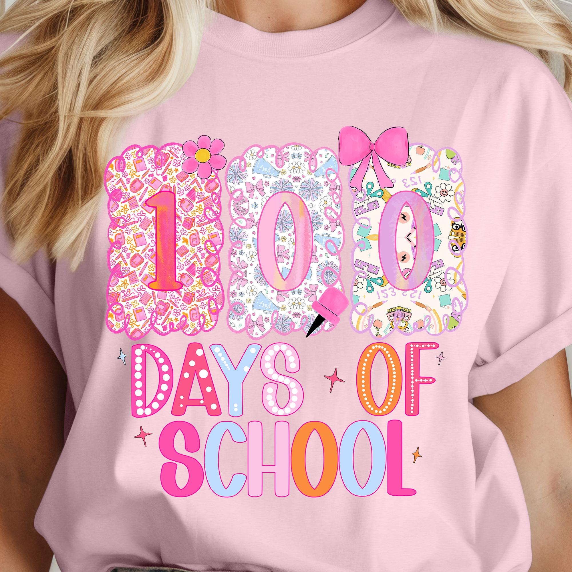 Preppy 100 Days of School PNG, Coquette 100 Days of School PNG, Teacher ...