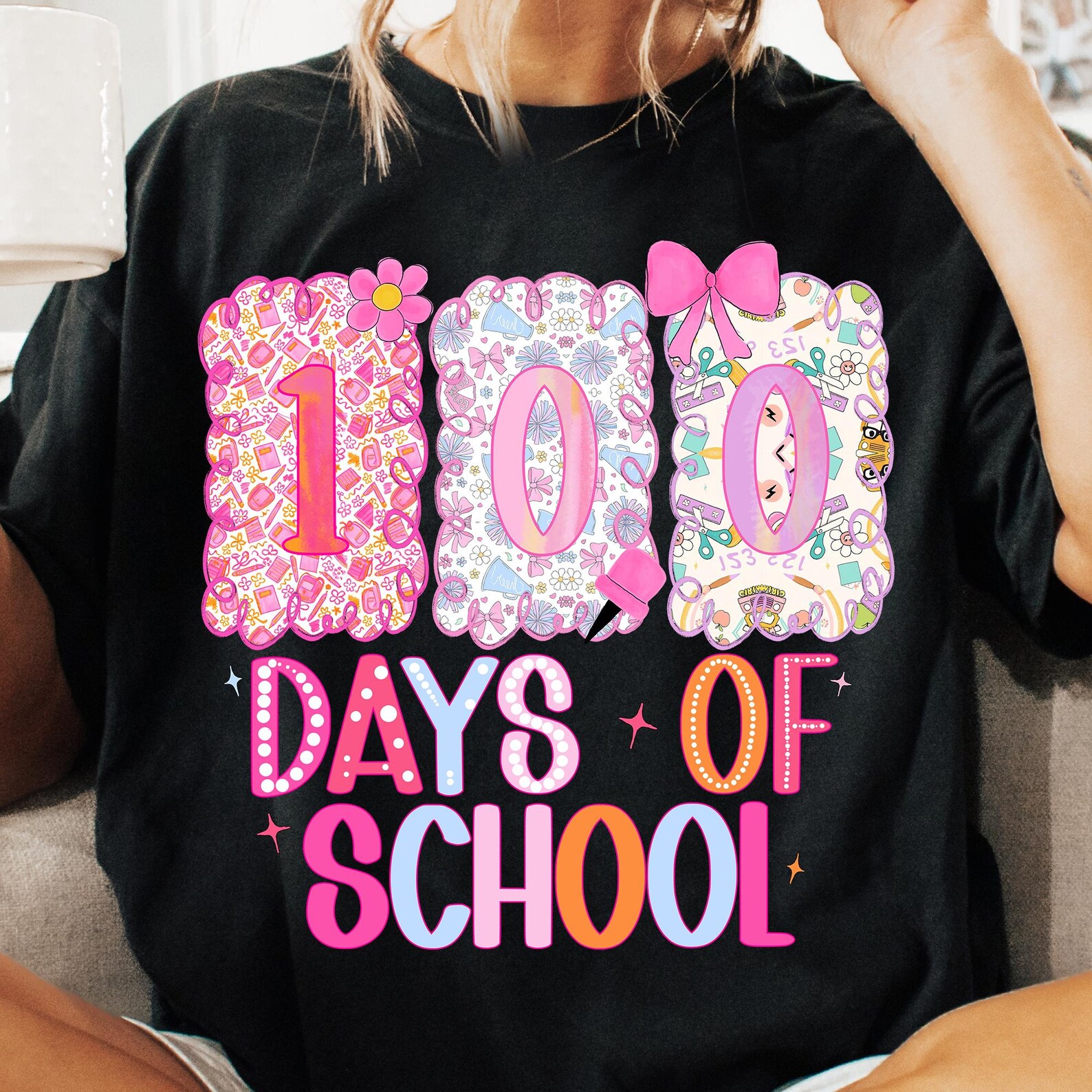 Preppy 100 Days of School PNG, Coquette 100 Days of School PNG, Teacher ...