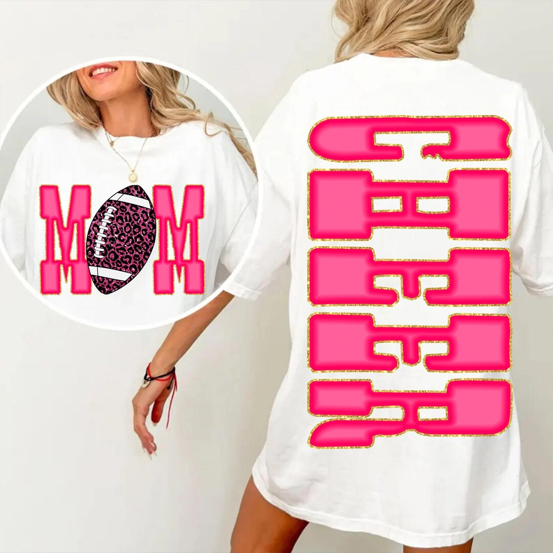 Cheer PNG: Pink Glitter Letters, Mom Football Clipart (sublimation ...