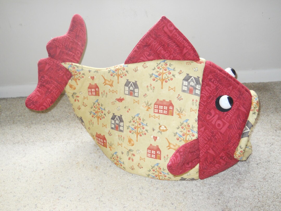 Fish Shaped Cat Bed Lancaster County Amish Print With Deep Red Head - Etsy