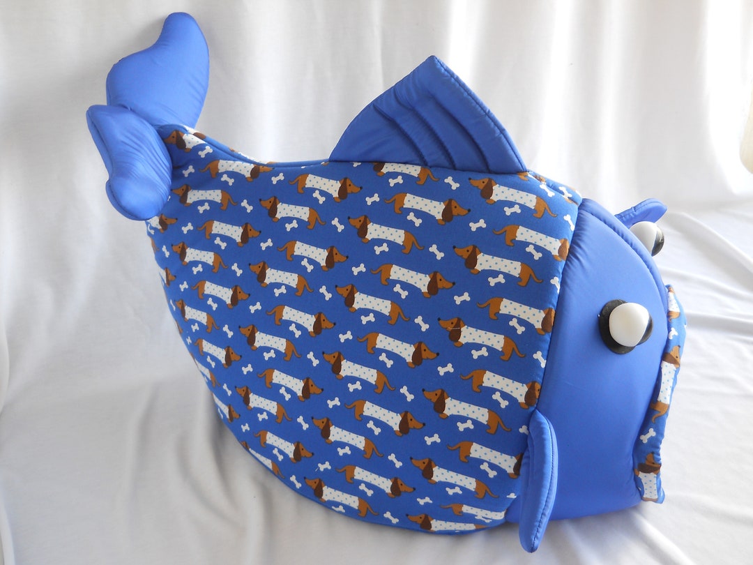 Fish Shaped Dog Bed With Dogs Blue Weiners - Etsy