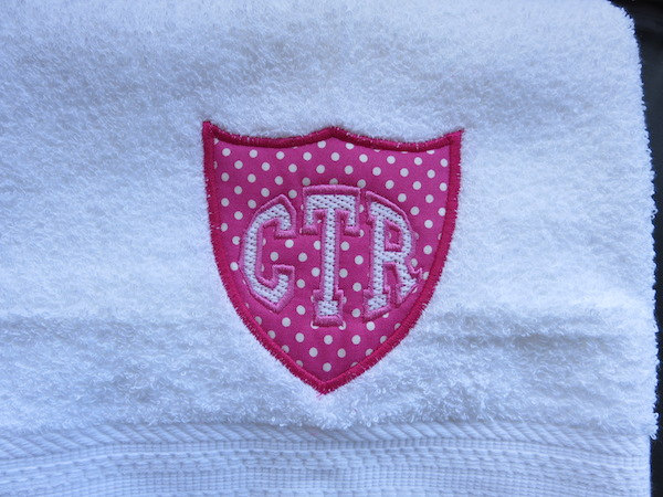 CTR White Towel Pink Applique - Etsy