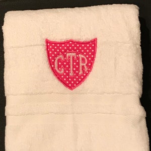 CTR White Towel Pink Applique - Etsy
