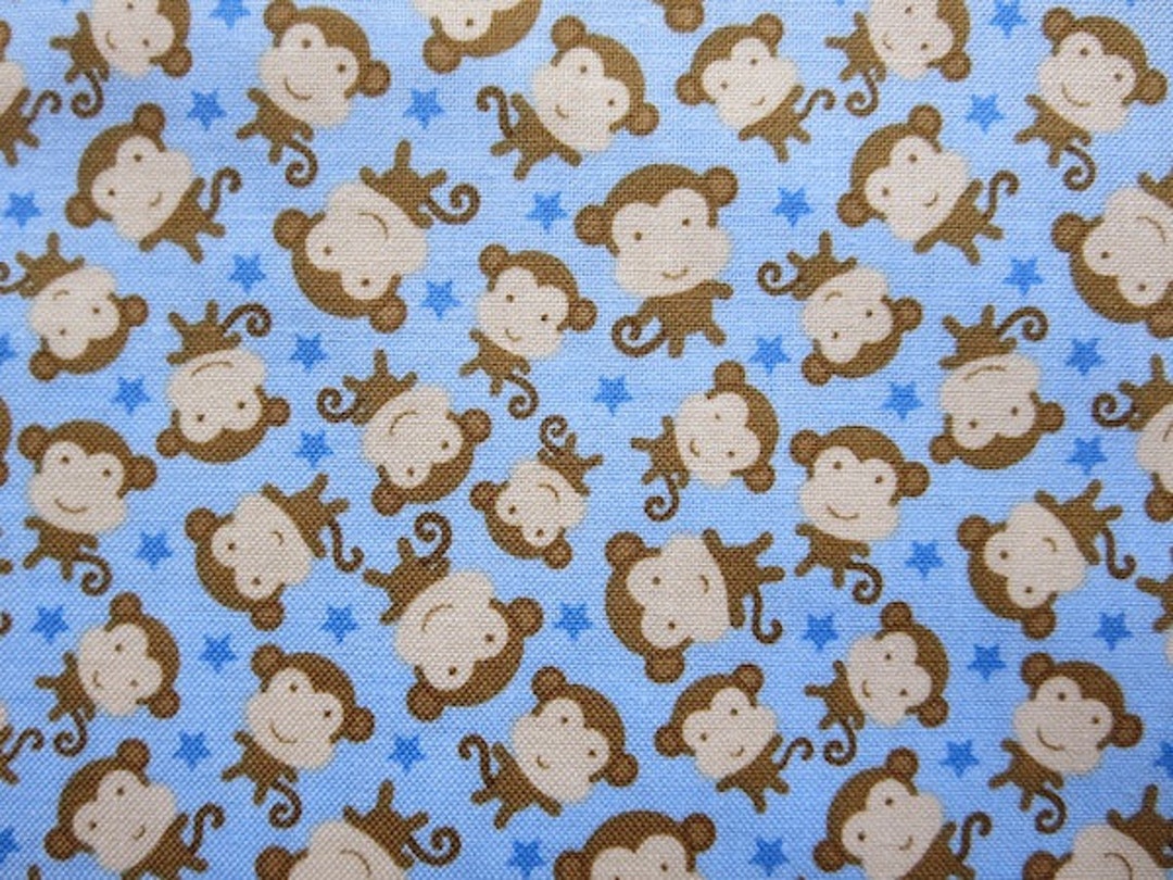 End of Bolt Just Over 2 Yards - Snips and Snails Monkey Blue C3543 - Etsy