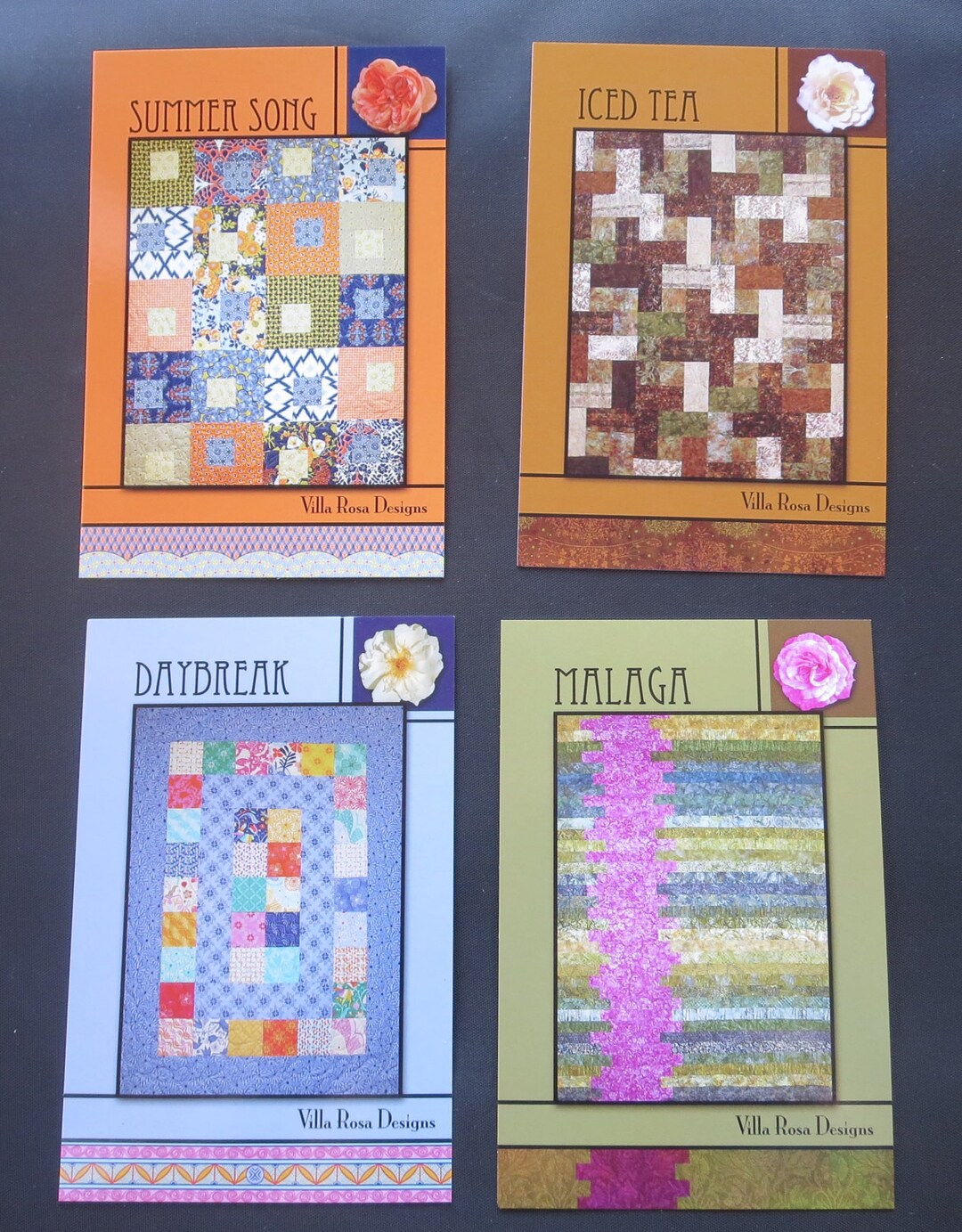 Four Villa Rosa Designs Quilt Patterns - Malaga, Iced Tea, Daybreak and ...