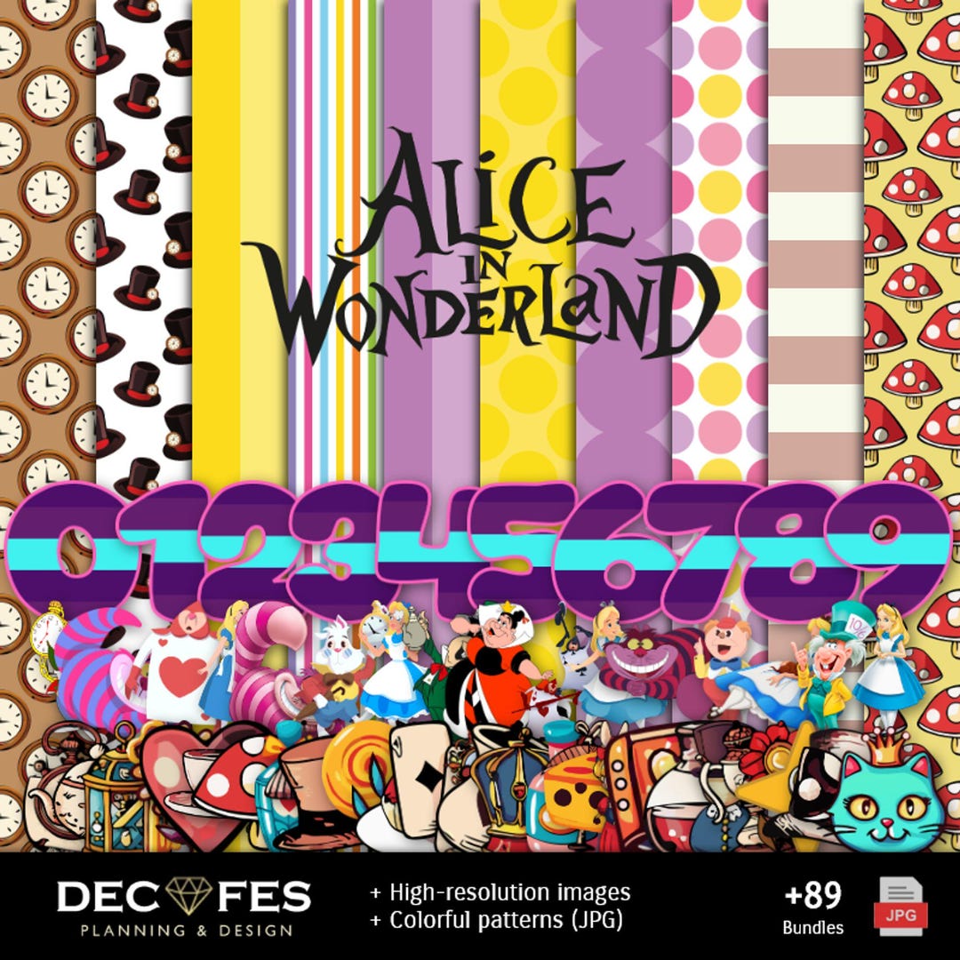 Alice in Wonderland Digital Papers – Printable Scrapbook Designs for ...