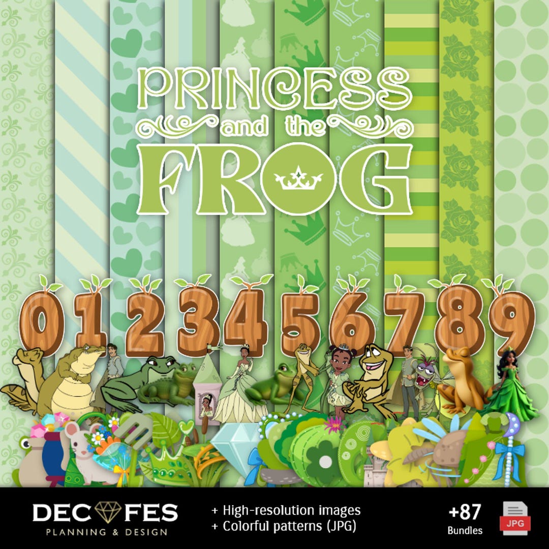 Princess and the Frog Digital Papers – Printable Scrapbook Designs for ...
