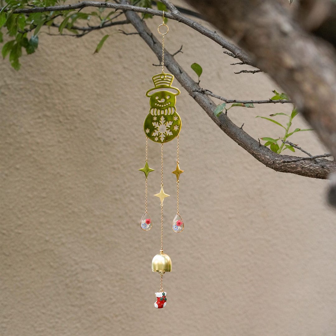 Christmas Snowman Wind Chime, Handmade Holiday Flowers Decor, Natural ...