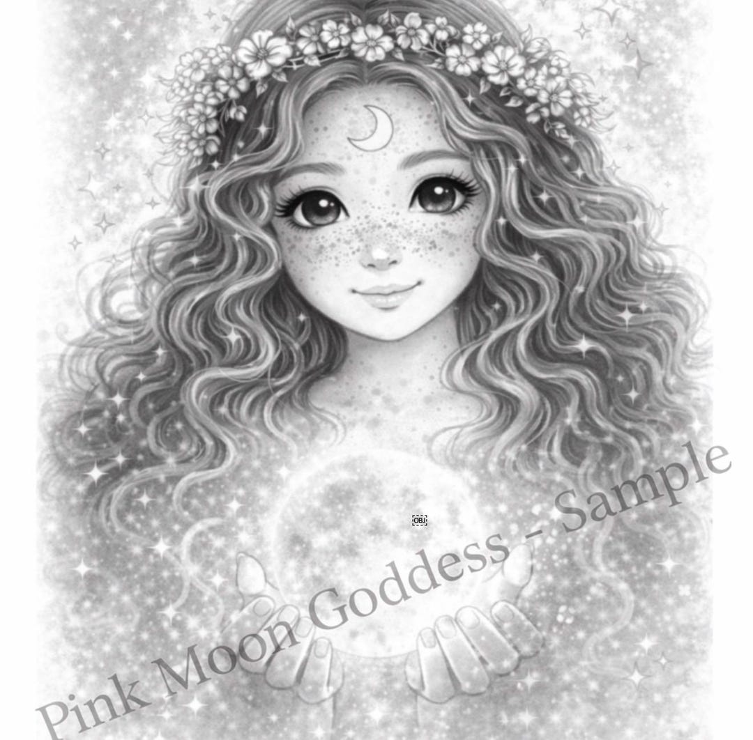 Magical Moon Princess Coloring Page Printable – Fantasy Girl Coloring ...
