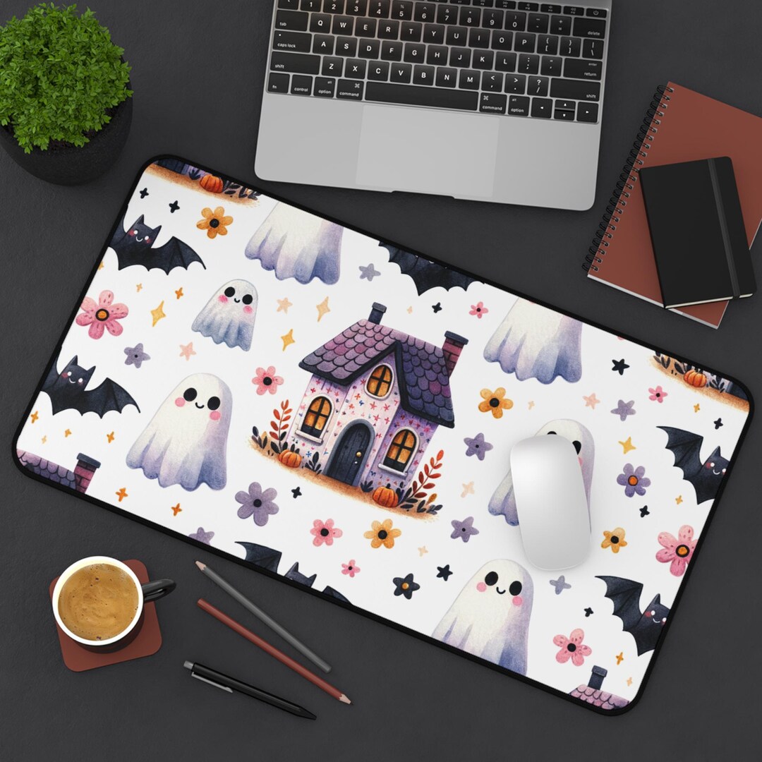 Kawaii Halloween Desk Mat: Spooky Ghost Haunted House Decor - Etsy