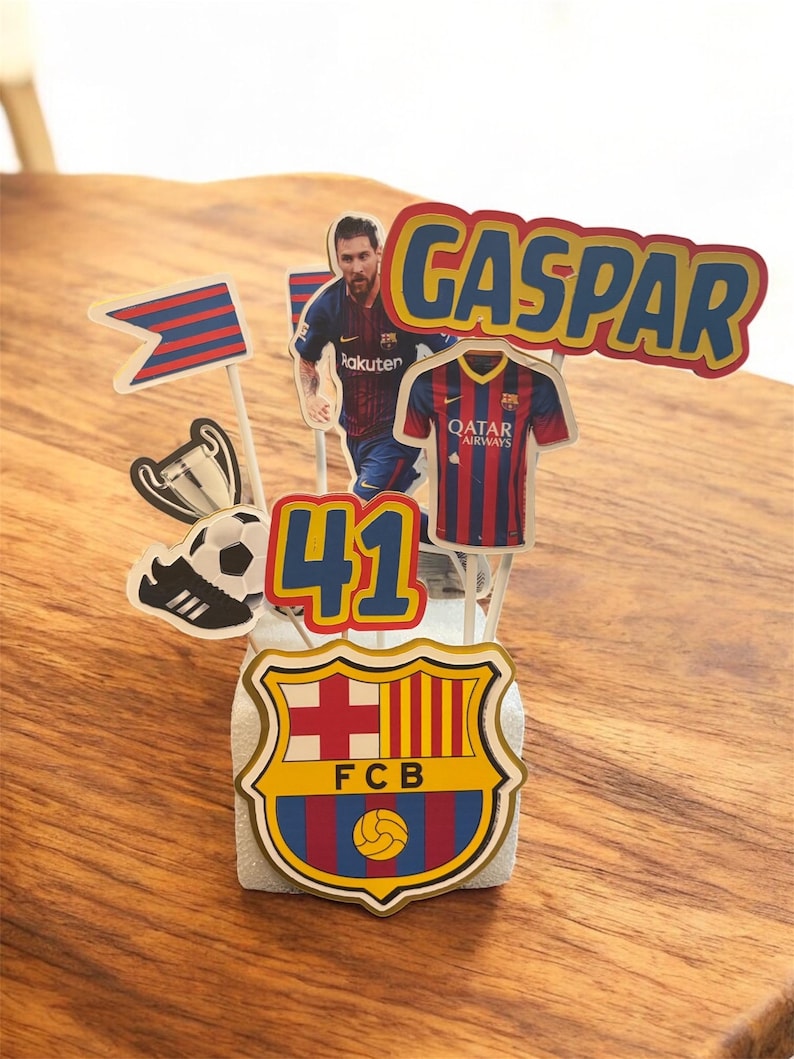 Adorno Para Tarta De Messi Del Barcelona - Etsy