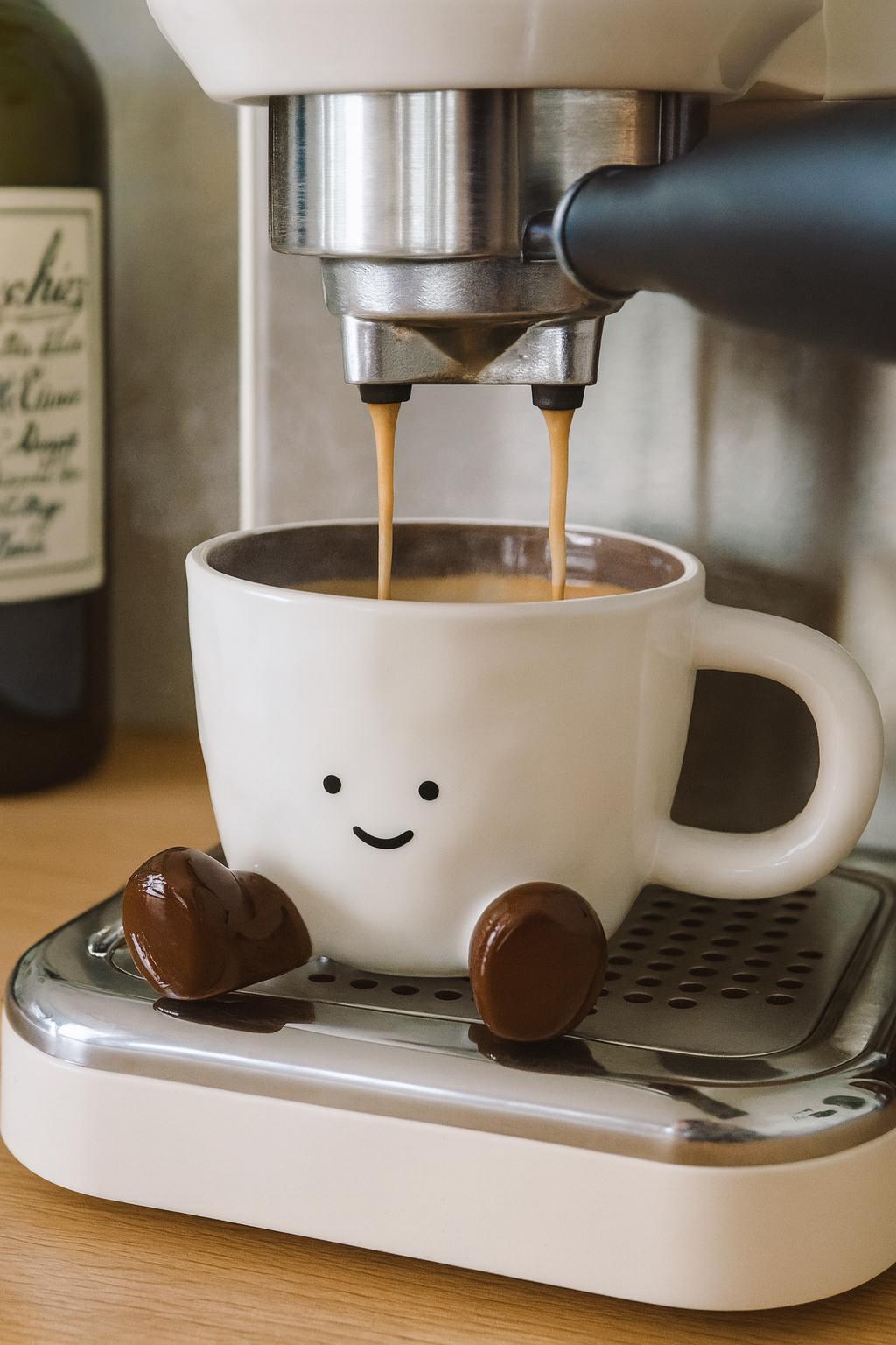 Happy Face Ceramic Mug With Feet: Fun Coffee Cup - Caramel or Chocolate ...