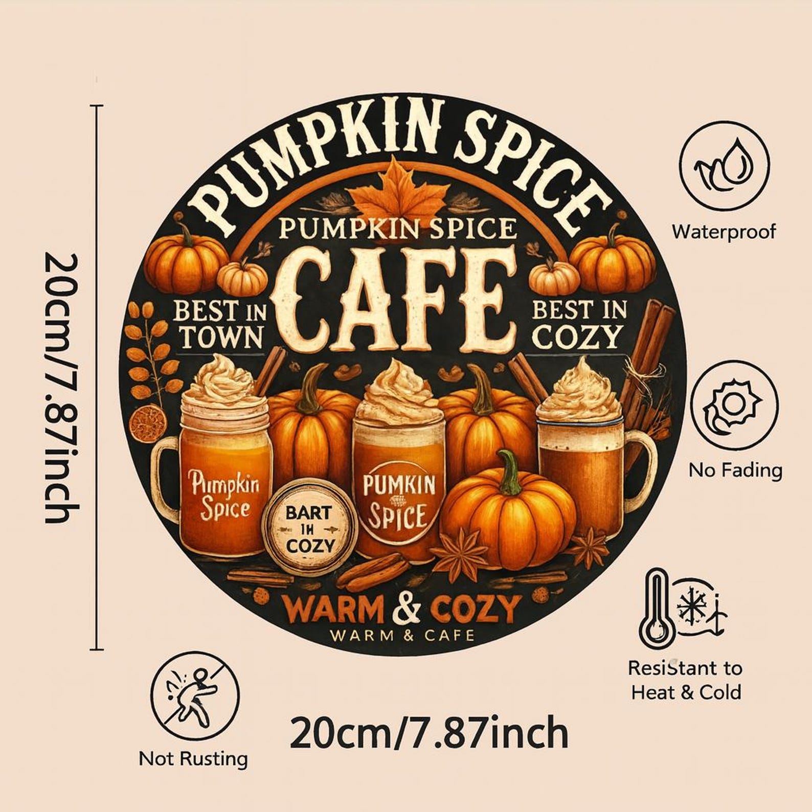 Pumpkin Spice Cafe Sign: Autumn Farmhouse Kitchen Decor - Etsy