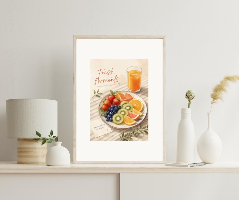 Fresh Moments Fruit Print | Watercolor Kitchen Art | Cottagecore Food ...