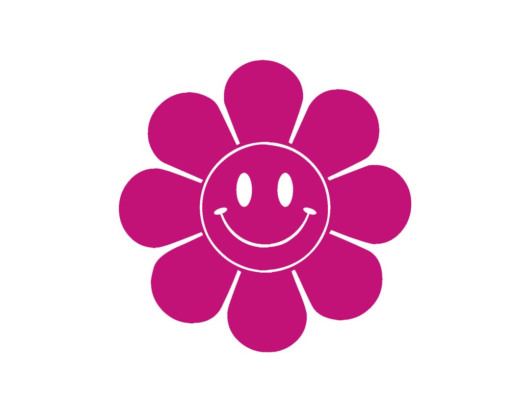 Smiley Face Flower Vinyl Window Decals Avail in Several Sizes and ...