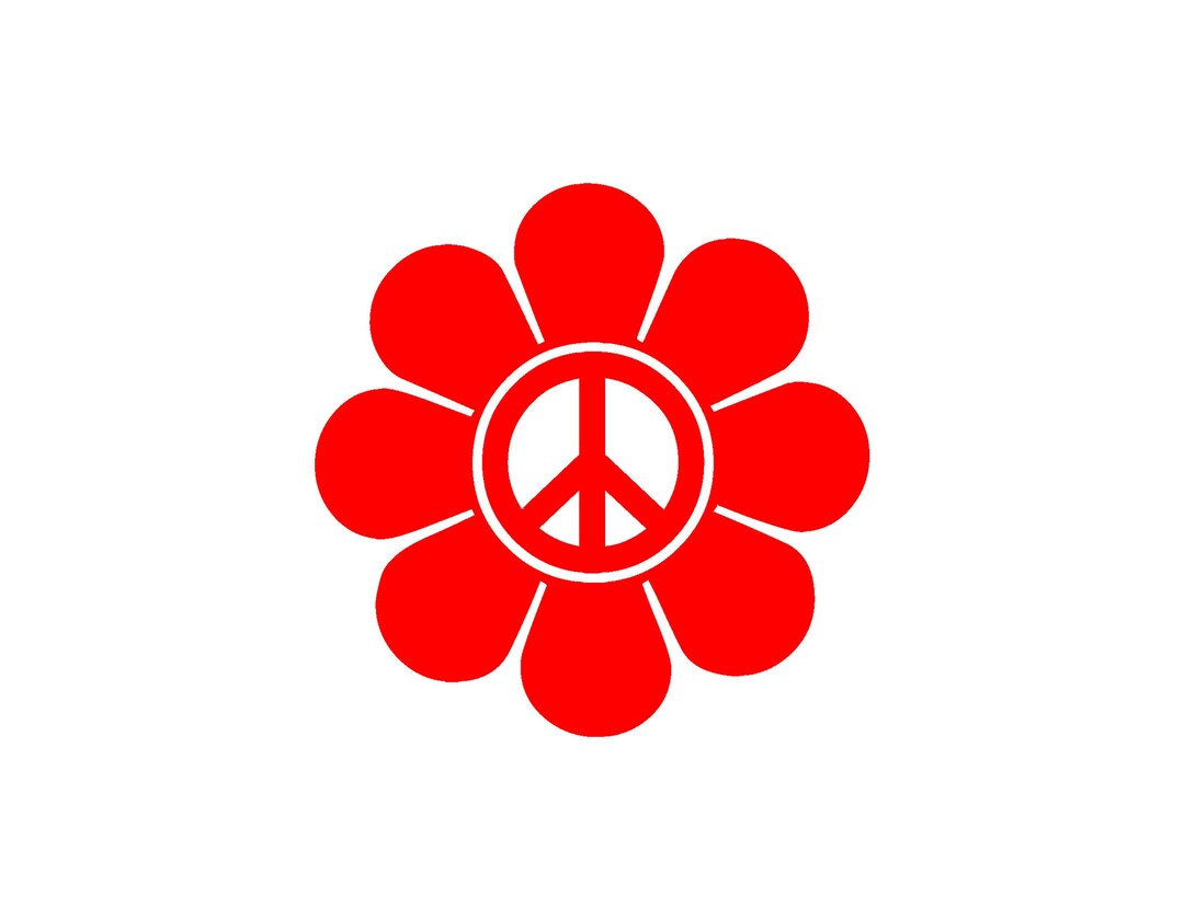 Peace Sign Flower Vinyl Window Decals Avail in Several Sizes and Colors ...