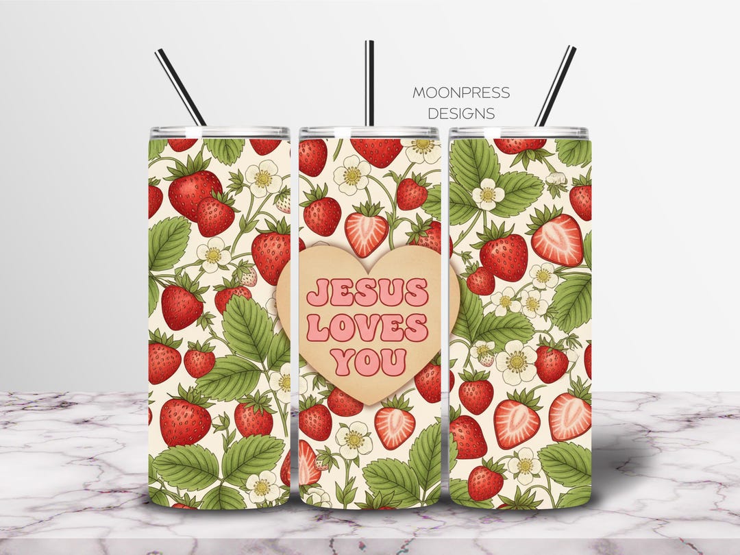 Jesus Loves You PNG Strawberry Floral Christian Cute Retro Fruit PNG ...