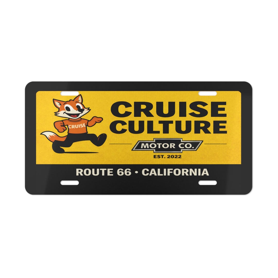 Cruise Culture Route 66 Fox Logo Vanity Plate | Aluminum License Plate ...