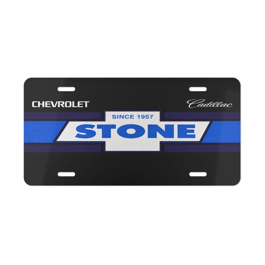 Stone Chevrolet Cadillac Logo Vanity Plate | Personalized Name License ...
