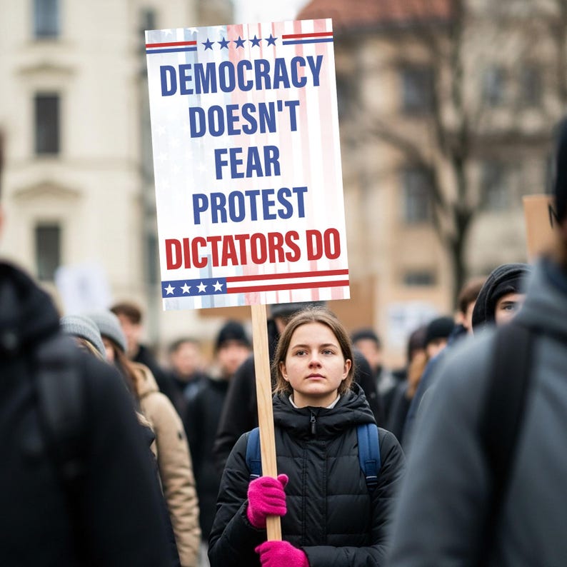 Democracy Doesn't Fear Protest Dictators Do Flag Yard Sign, Political ...