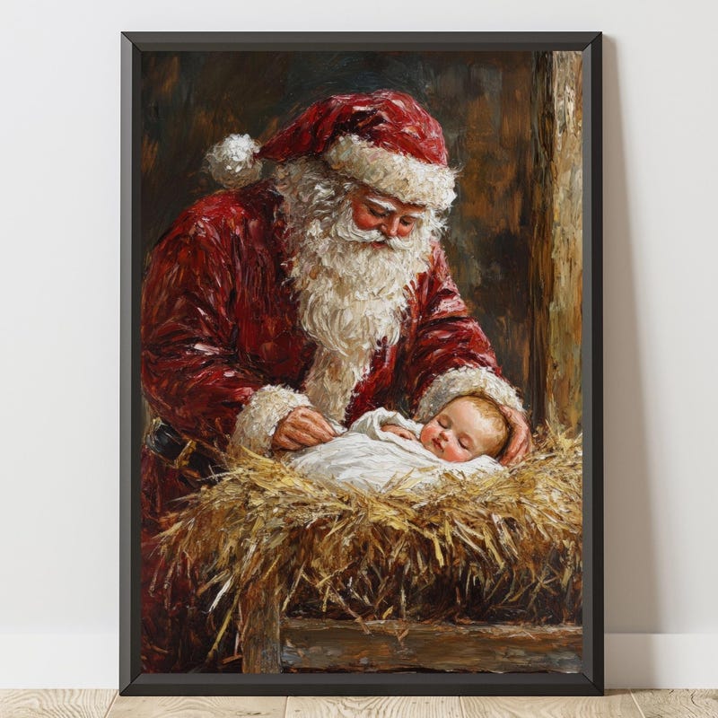 Santa and Baby Jesus - Etsy