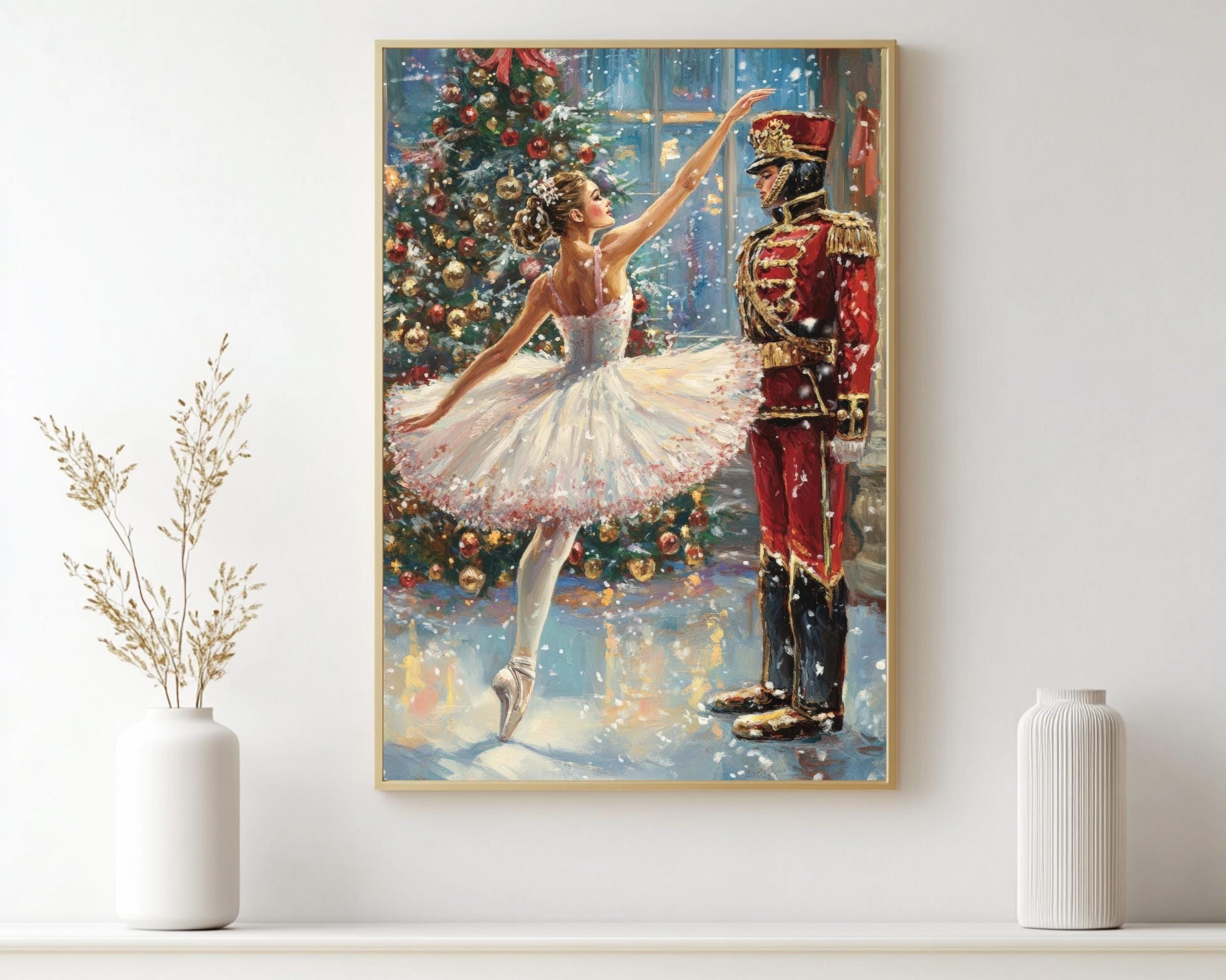 Ballerina Nutcracker Christmas Print: Festive Ballet Scene Wall Art ...