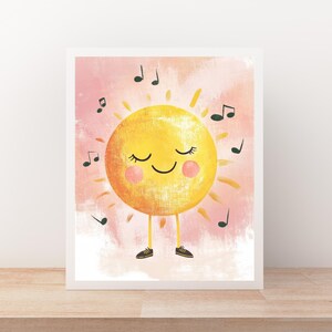 Musical Sun Nursery Art Print, Kids Room Decor (digital Download) - Etsy