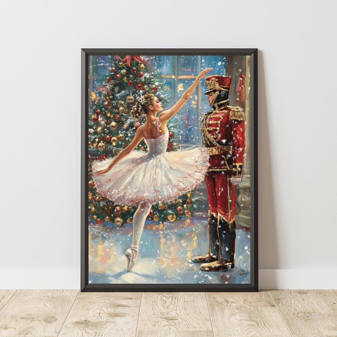 Ballerina Nutcracker Christmas Print: Festive Ballet Scene Wall Art ...