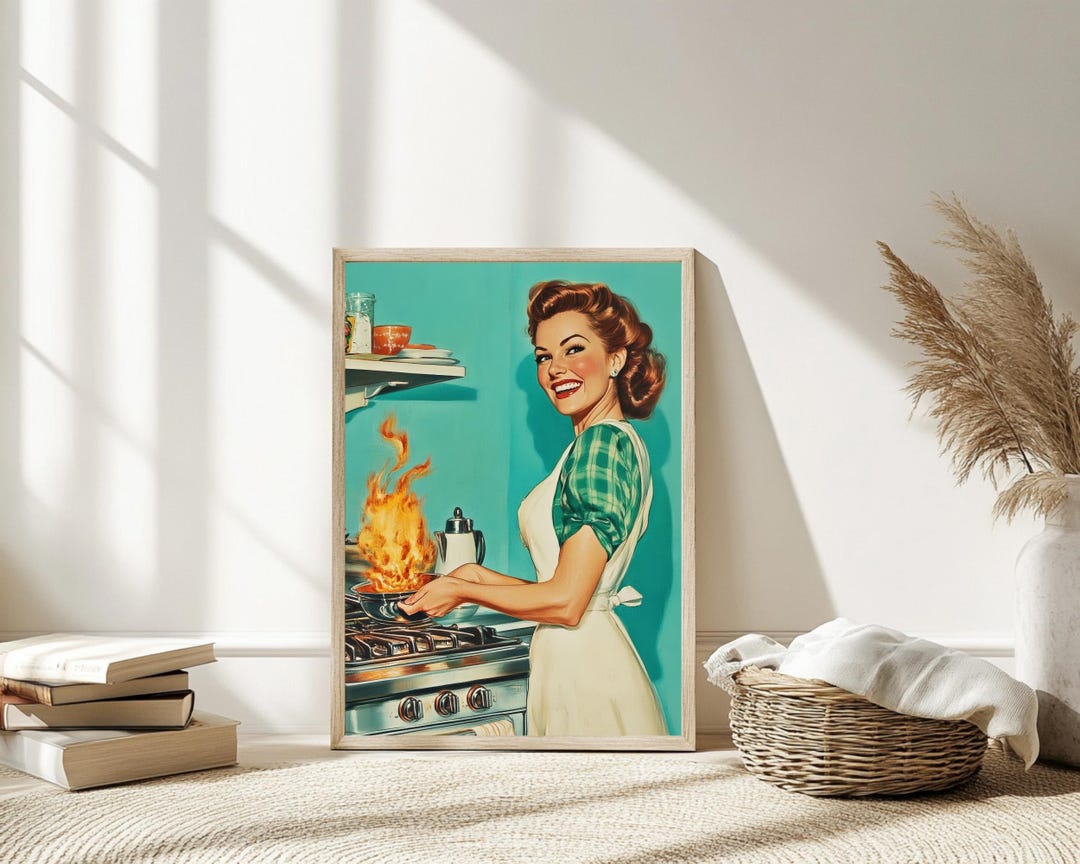 Kitchen Wall Art Funny Poster Cafe Art Baking Print Chef Retro Kitchen ...