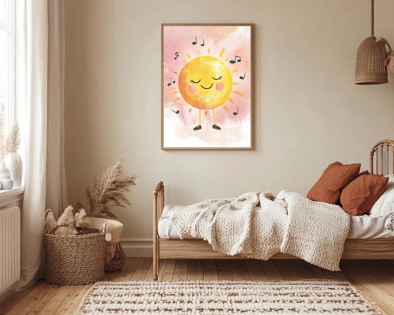 Musical Sun Nursery Art Print, Kids Room Decor (digital Download) - Etsy