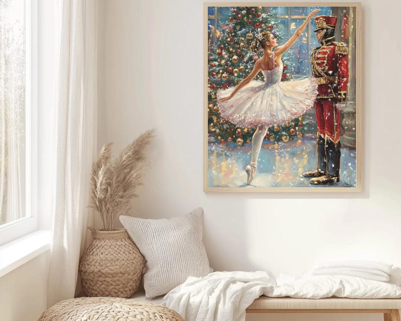 Ballerina Nutcracker Christmas Print: Festive Ballet Scene Wall Art ...