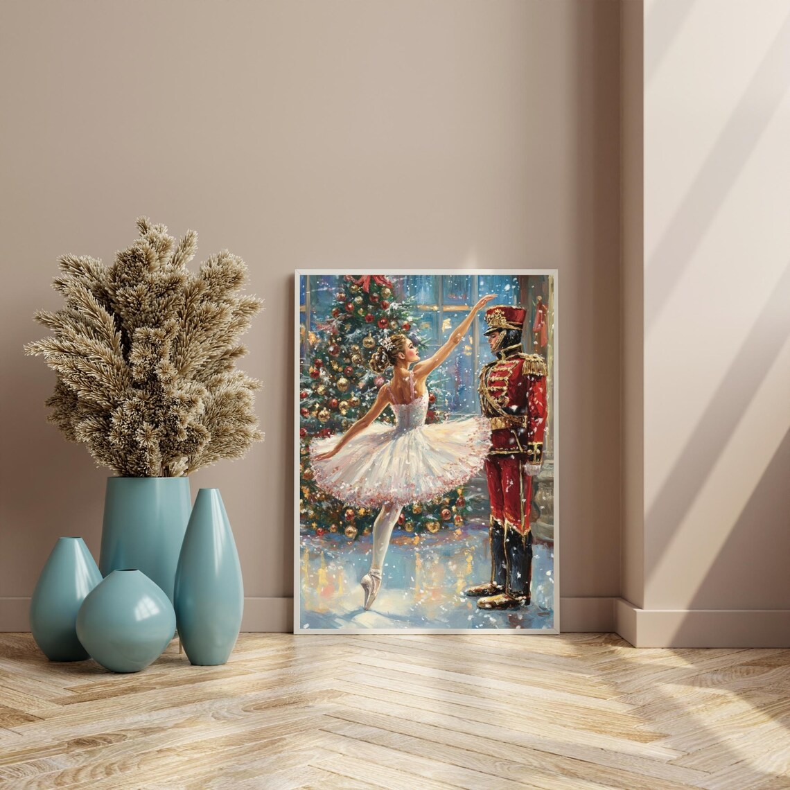 Ballerina Nutcracker Christmas Print: Festive Ballet Scene Wall Art ...