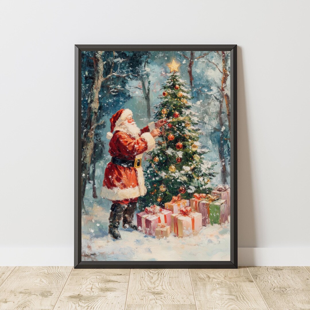 Vintage Santa Claus Printable Art: Classic Christmas Wall Art ...