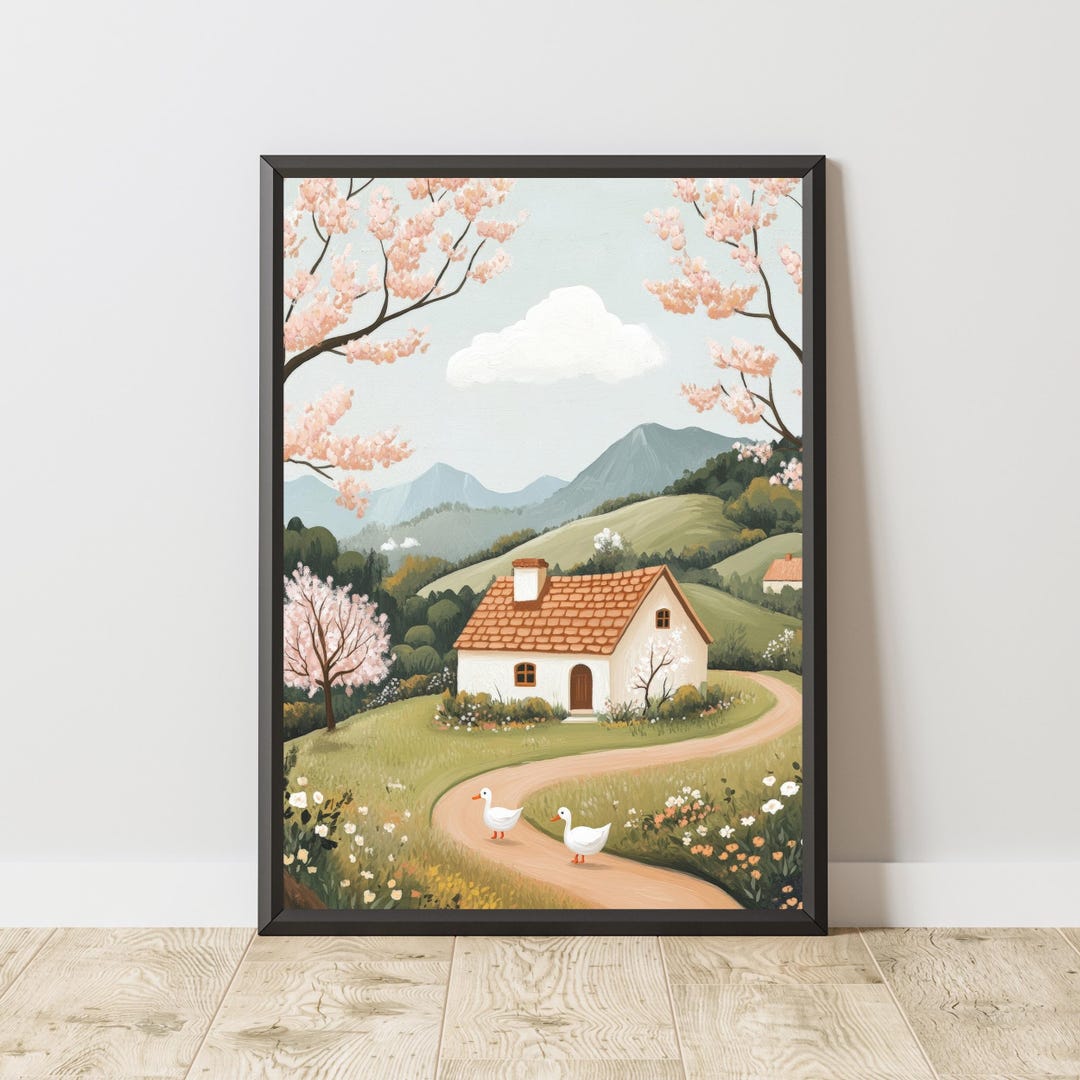 Spring Cottage: Pastel Landscape Nursery Wall Decor Baby Girl ...