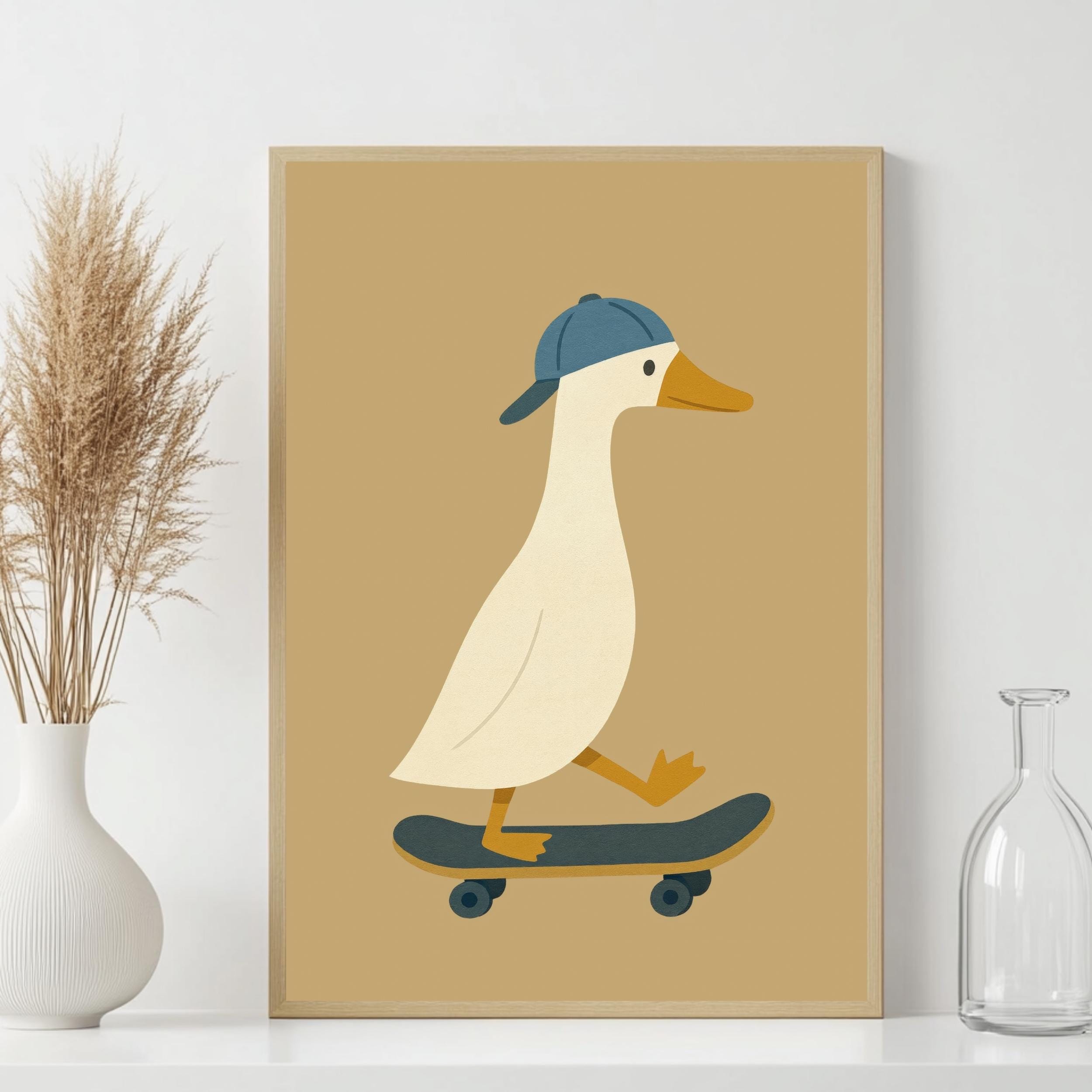 Skating Duck Art Print: Skateboard, Kids Room Decor (digital Download ...