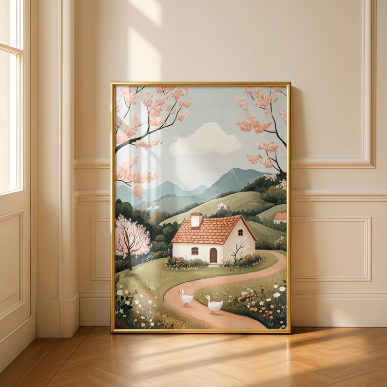 Spring Cottage: Pastel Landscape Nursery Wall Decor Baby Girl ...