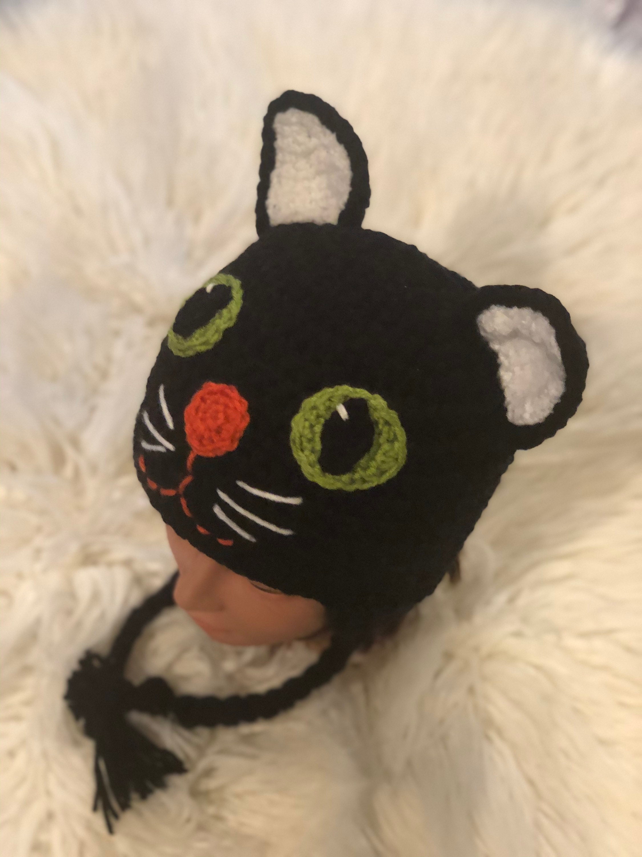 Cat Hat Black Cat Hat Crochet Black Cat Hat | Etsy