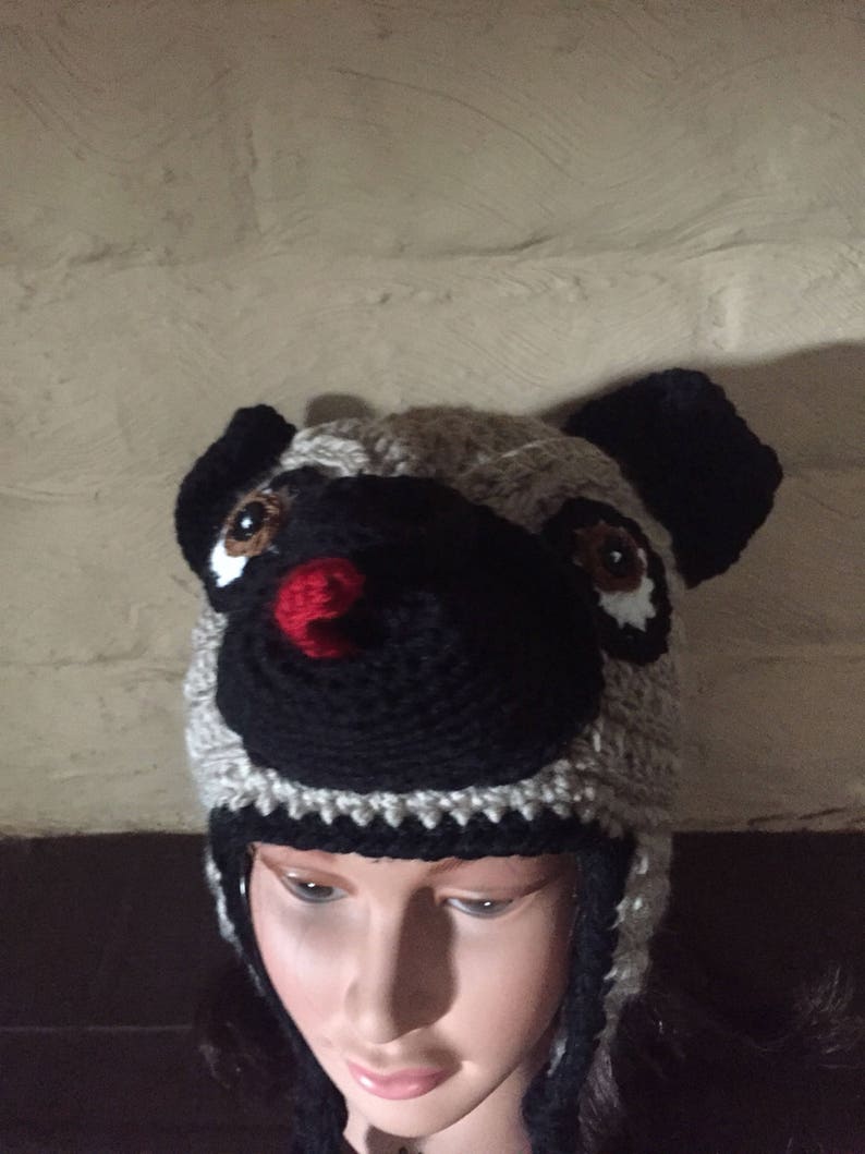 Pug Hat, Crochet Pug Hat, Crochet Pug Beanie - Etsy