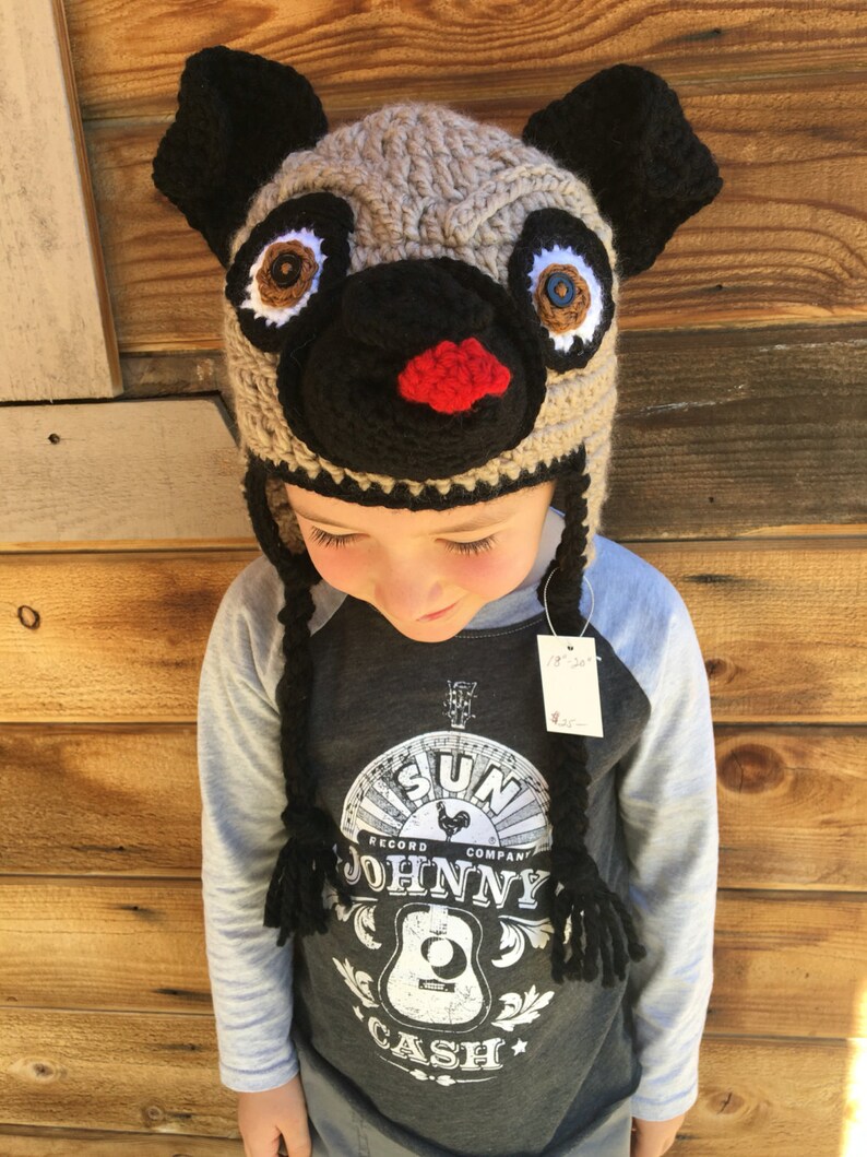 Pug Hat, Crochet Pug Hat, Crochet Pug Beanie - Etsy