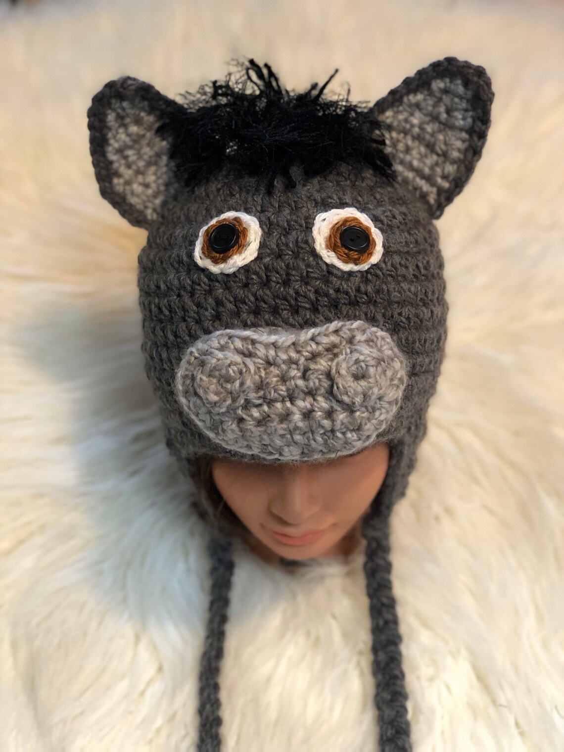 Donkey Hat Donkey Crochet Hat Crochet Donkey hat Crochet hat | Etsy